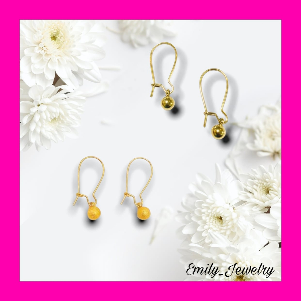 Jual Anting Gantung Titanium Simple & Elegan ( Motif Boba Polos & Pasir ...