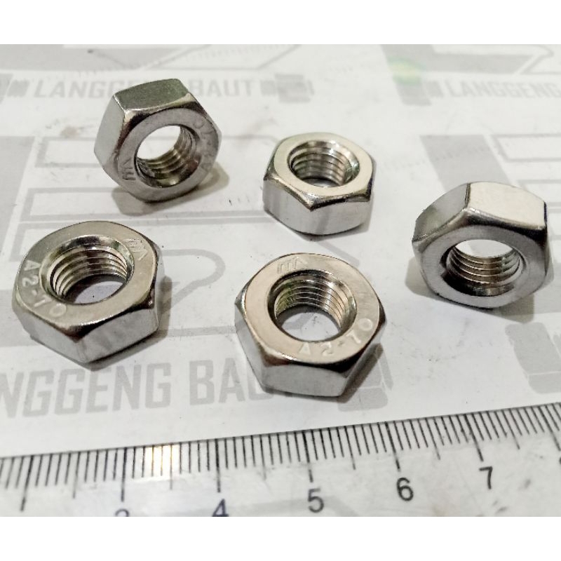 Jual Mur M10 Stainless Steel Drat Halus A2-70 P 1.25 | Shopee Indonesia