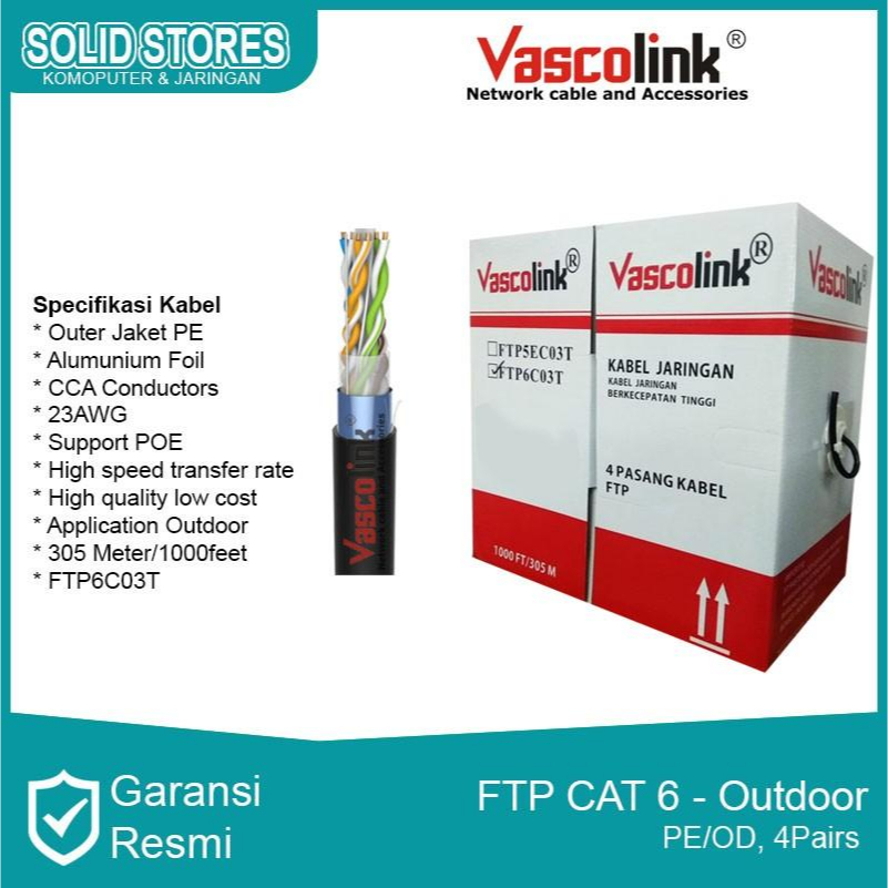 Jual Kabel LAN FTP Outdoor CAT 6 Vascolink 305 Meter | Shopee Indonesia