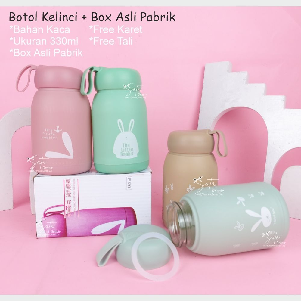 Jual (minim 25pcs) BOTOL KELINCI KACA BOX ASLI/Botol Bunny/termos ...