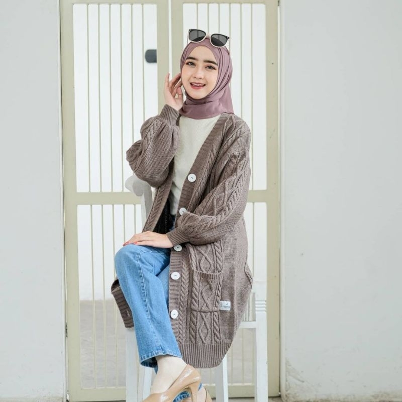 Jual ICS (BISA COD) LONG CARDI OUTER PANJANG JAKET RAJUT WANITA OUTER RAJUT PANJANG LONG KANCING ...