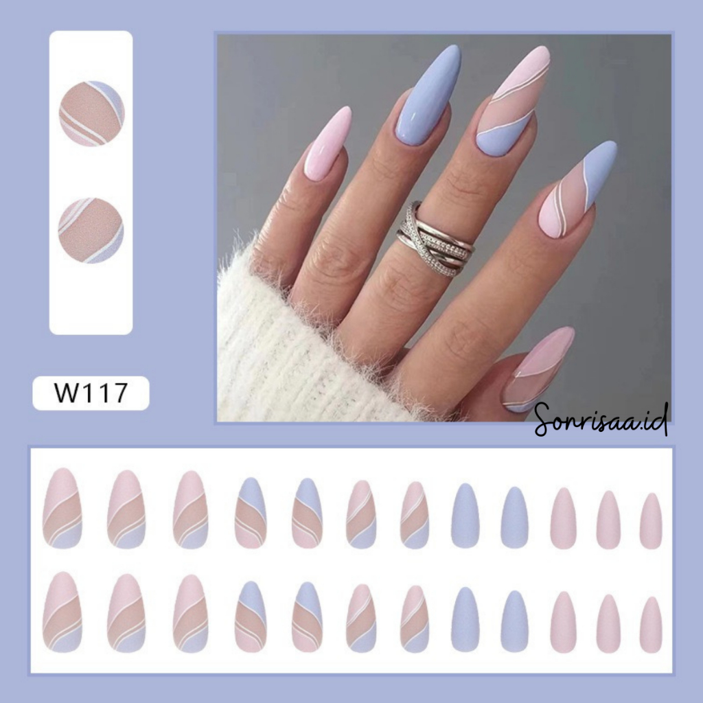 Jual Kuku Palsu Nail Art 24pcs/set (Kode W) / Fake Nails / Kuku Palsu ...