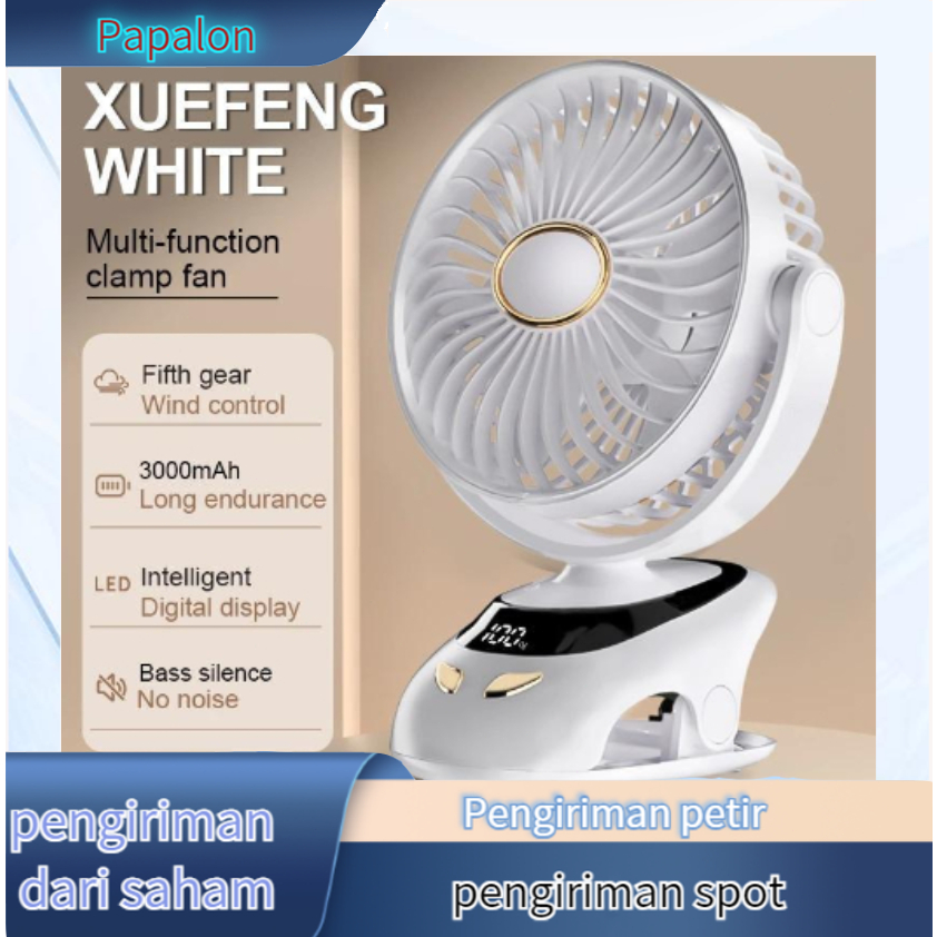 Jual 15000mAh Tampilan Digital Kipas Klip USB Pengisian Asrama Bisu ...