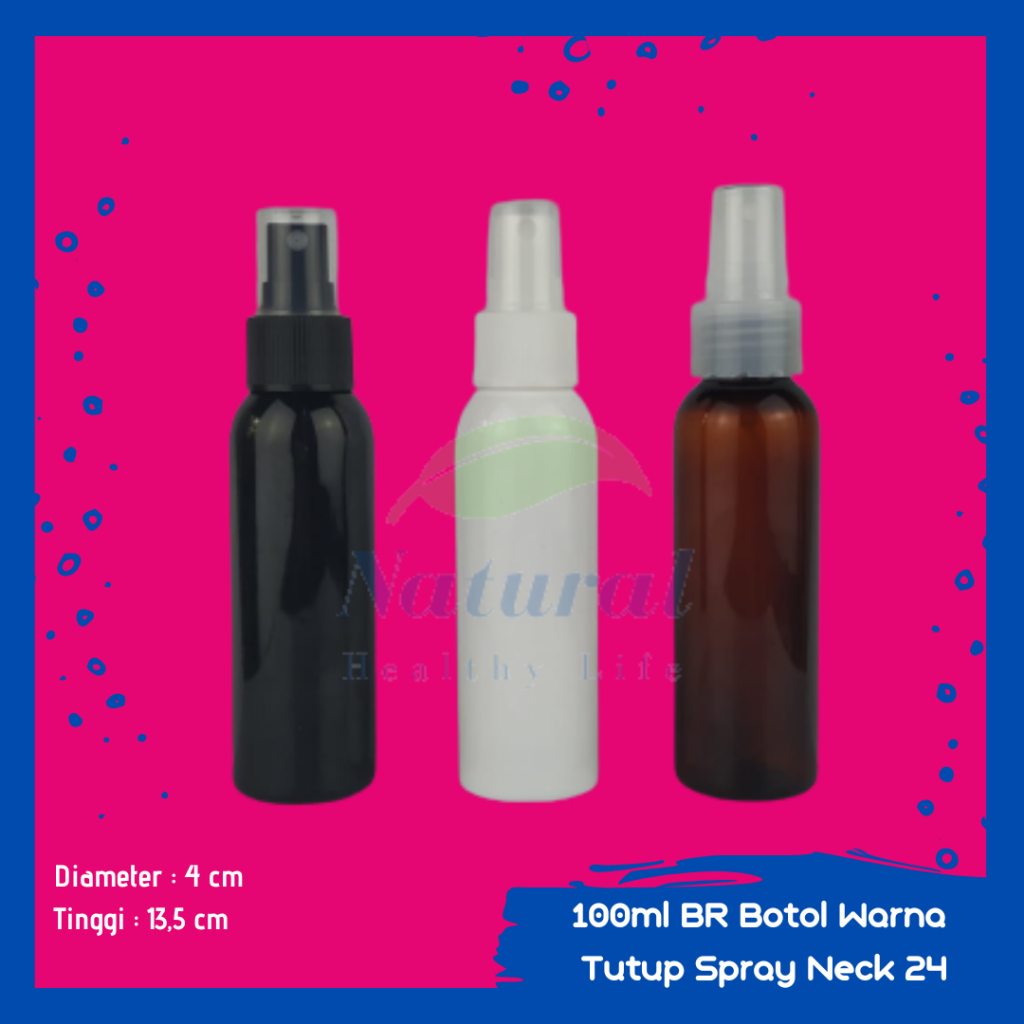 Jual 100ml Botol BR Warna Tutup Spray Neck 24 BR Pundak Botol Bulat RF ...