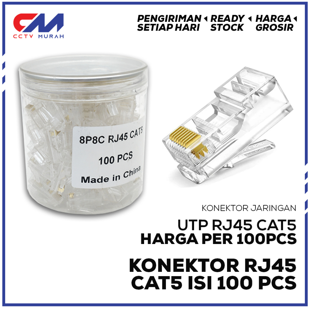 Jual Konektor RJ45 CAT5 isi 100pcs/Konektor Jaringan CAT5 RJ45 100 PCS ...
