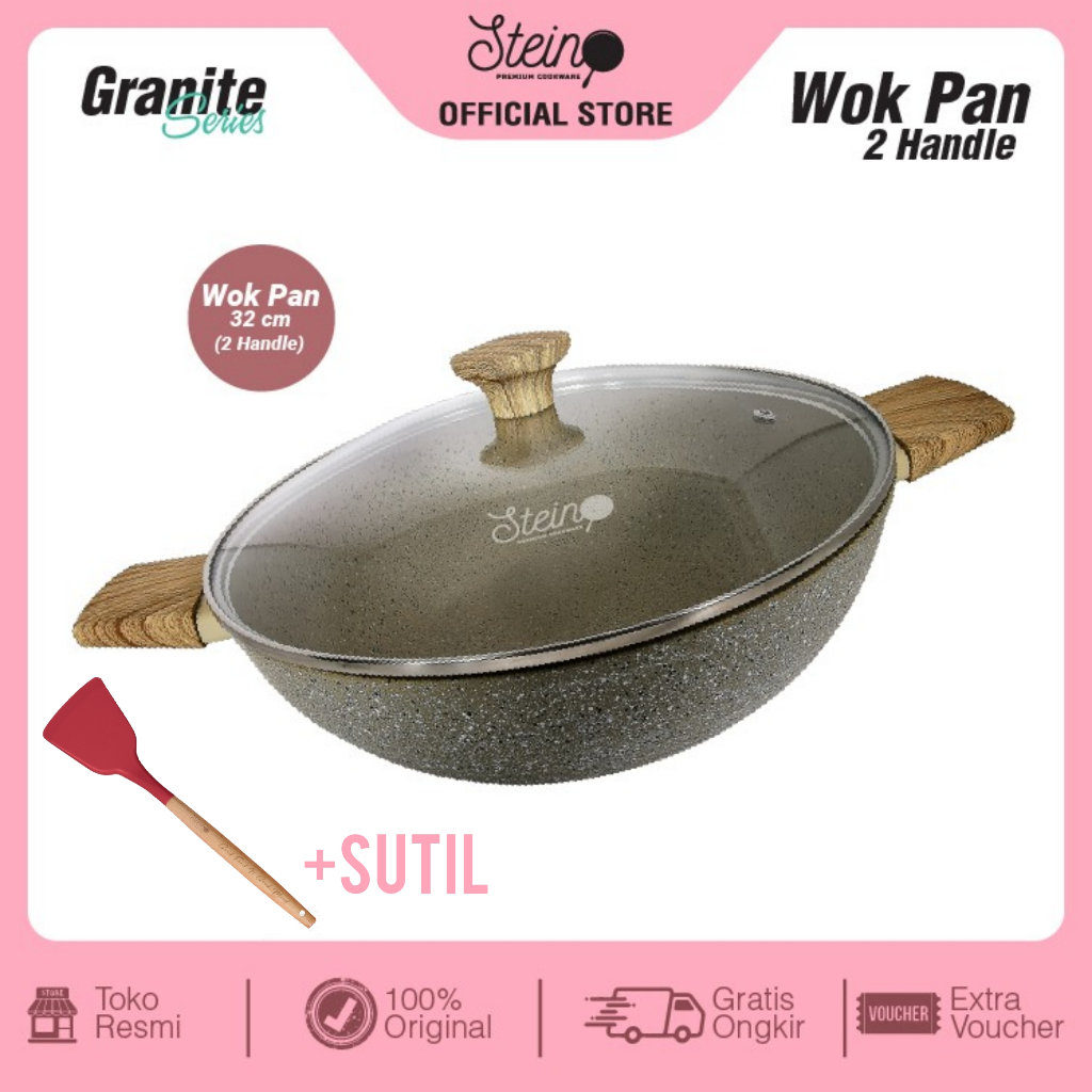 Jual Panci Wok Pan Steincookware ONYX 32cm + Lid Tutup Kaca Double Handle Anti Lengket Stein ...