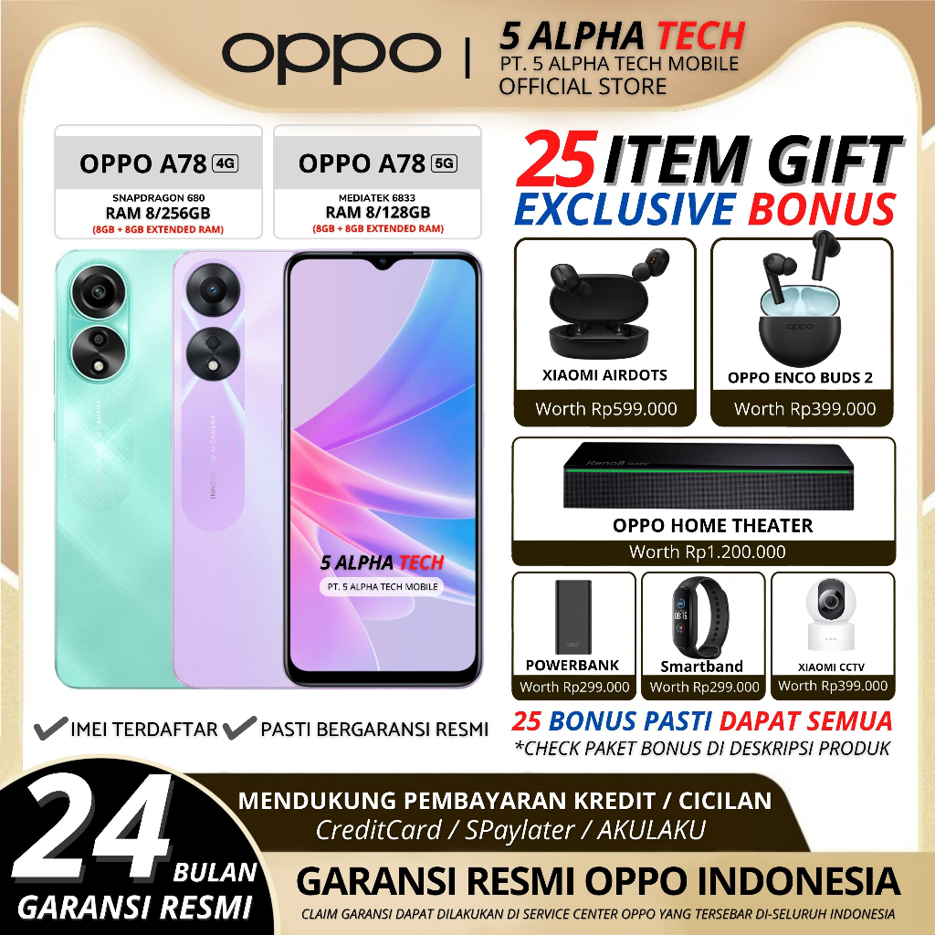 Jual OPPO A78 5G NFC 8/256 8/128GB ( +8GB Extended RAM ) Garansi Resmi Oppo | Shopee Indonesia