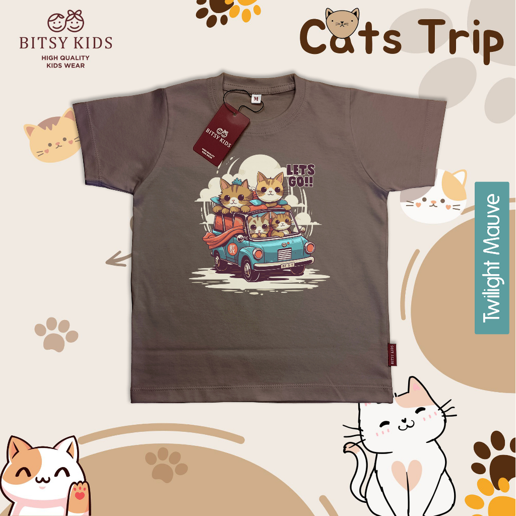 Jual Bitsy Kids Baju Kaos Anak Motif Cats Trip Umur 6 Bulan - 12 Tahun Bahan Cotton Combed 30s ...