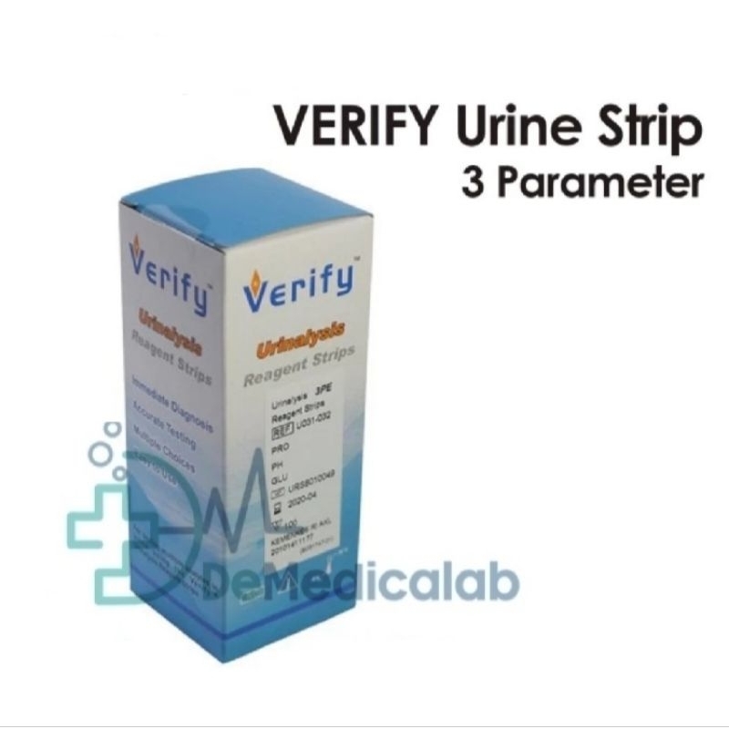 Jual Verify 3 Parameter 3P Urinalysis Reagent Strips Test Urine Urin ...