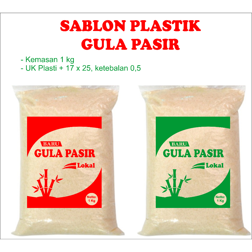Jual Plastik Gula Pasir kemasan 1Kg sablon, kemasan 1 Kg gula pasir ...