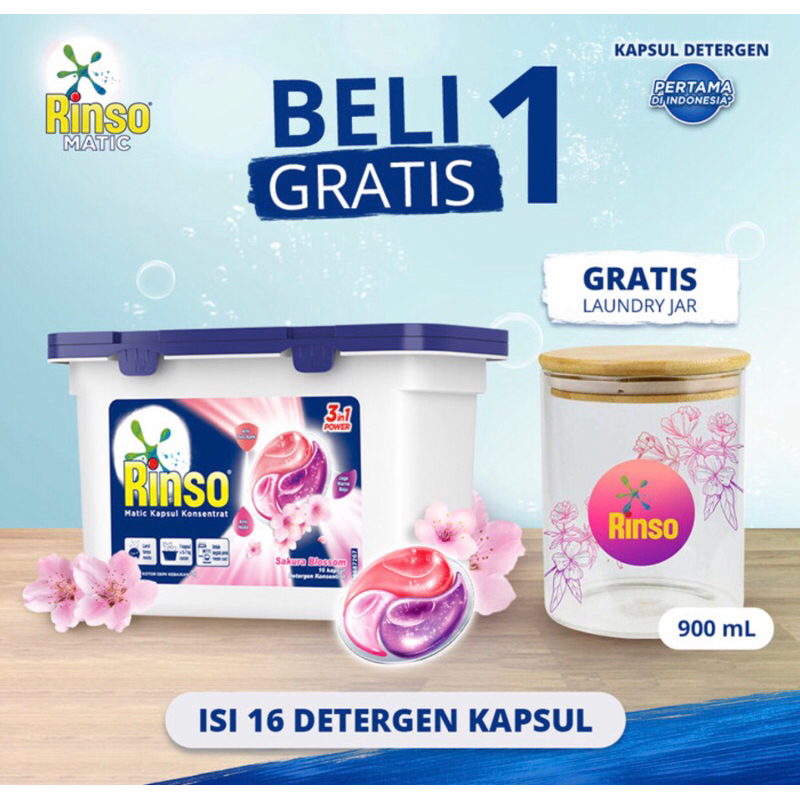 Jual Buy 1 Rinso Matic Capsule Sakura 3-in-1 FREE Laundry Jar | Shopee ...