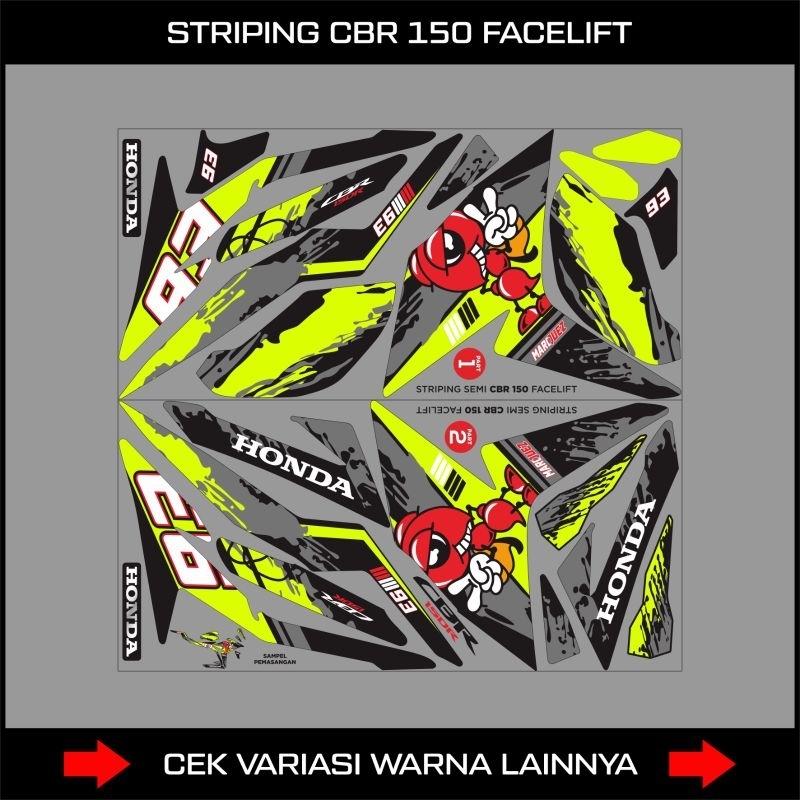 Jual Stiker Decal Honda Cbr 150R Facelift K45N/K45G Livery Marc Marquez ...