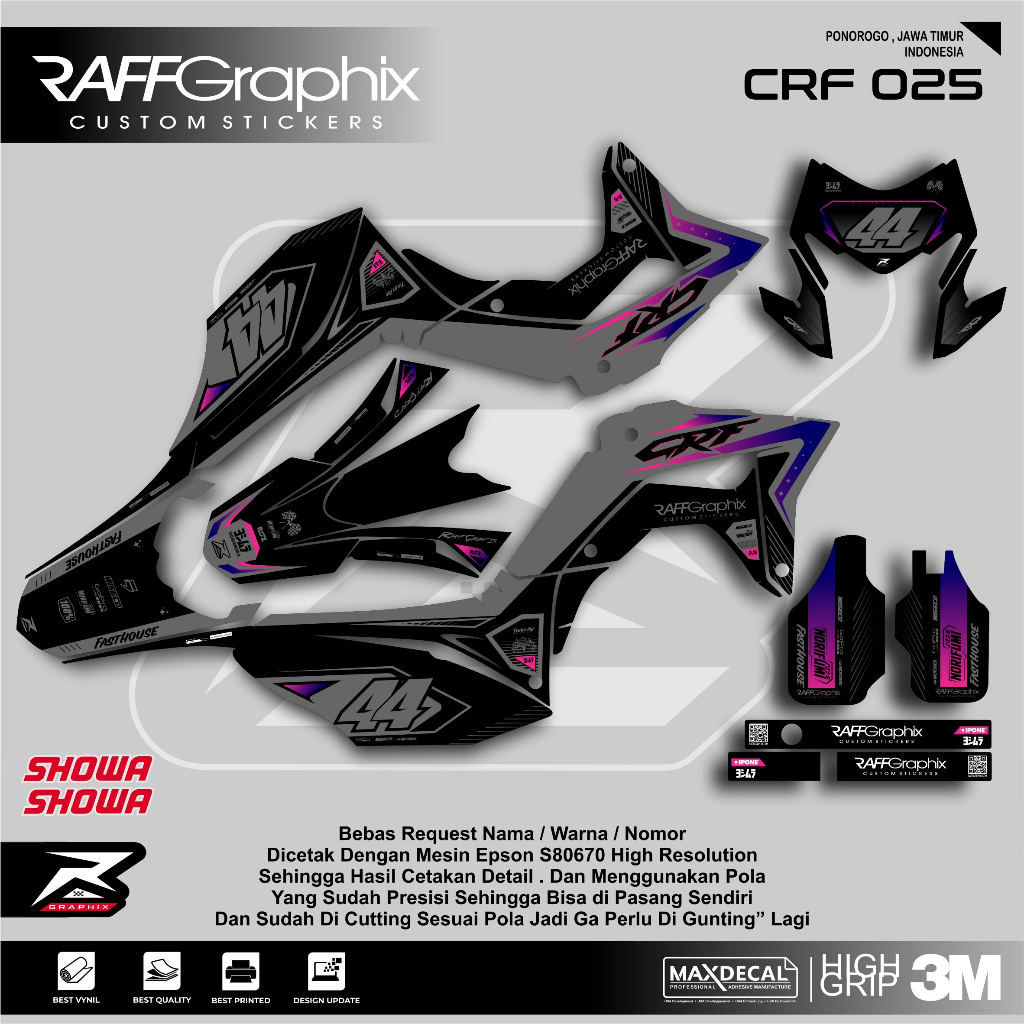 Jual DECAL CRF 150 SIMPEL / DECAL CRF HITAM MERAH / STICKER CRF 025 ...