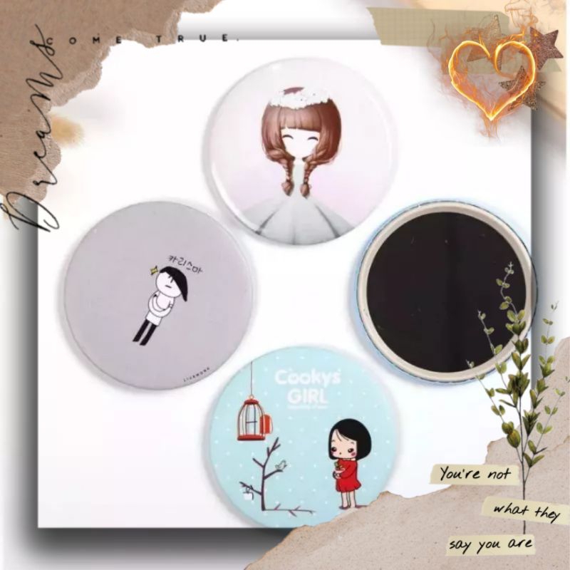 Jual Cermin Bulat Karakter Mini Cermin Makeup Cermin Traveling Cermin ...