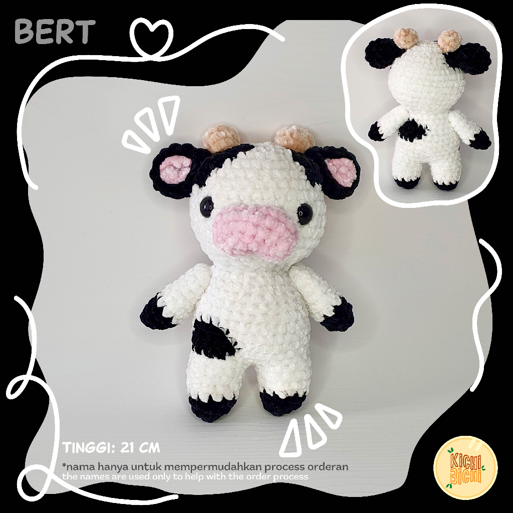 Jual (Mumu the Cow) Amigurumi Plush Original Cow Crochet Sapi Hitam ...