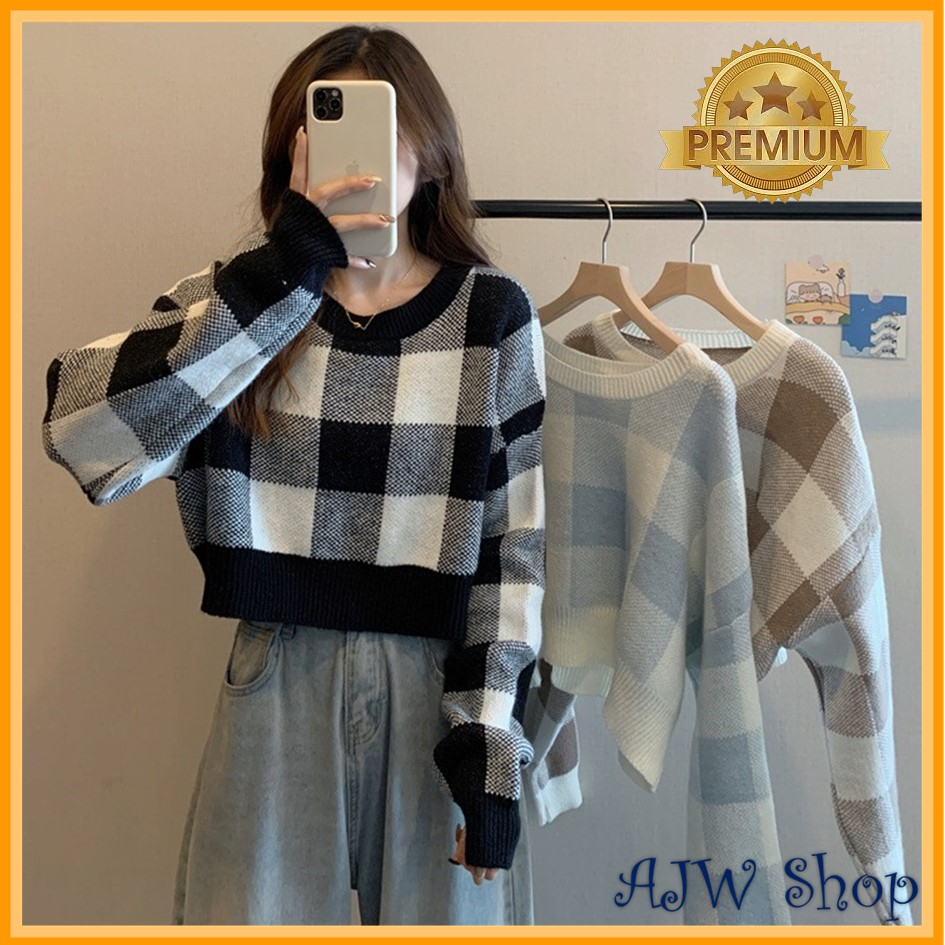 Jual AJW Crop Lengan Panjang Rajut Import Premium TP | Atasan Crop Top Lengan Panjang Import ...