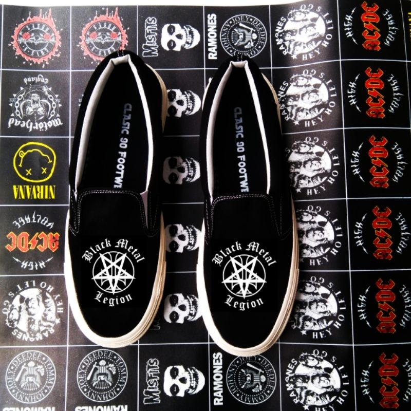 Jual SEPATU SLIP ON BLACK METAL LEGION PREMIUM QUALITY | Shopee Indonesia