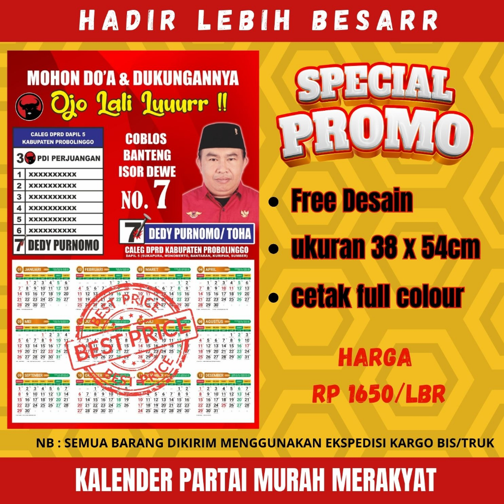 Jual CETAK KALENDER DINDING JUMBO PARTAI 2024 CUSTOM DUPLEX 250GSM ...