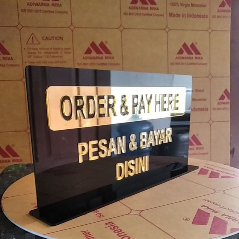 Jual Order & Pay Here Pesan Dan Bayar Disini, Standing Sign In Acrylik ...