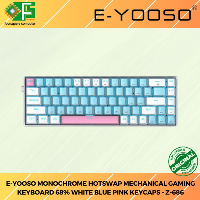 Jual E-YOOSO MONOCHROME HOTSWAP MECHANICAL GAMING KEYBOARD 68% WHITE ...
