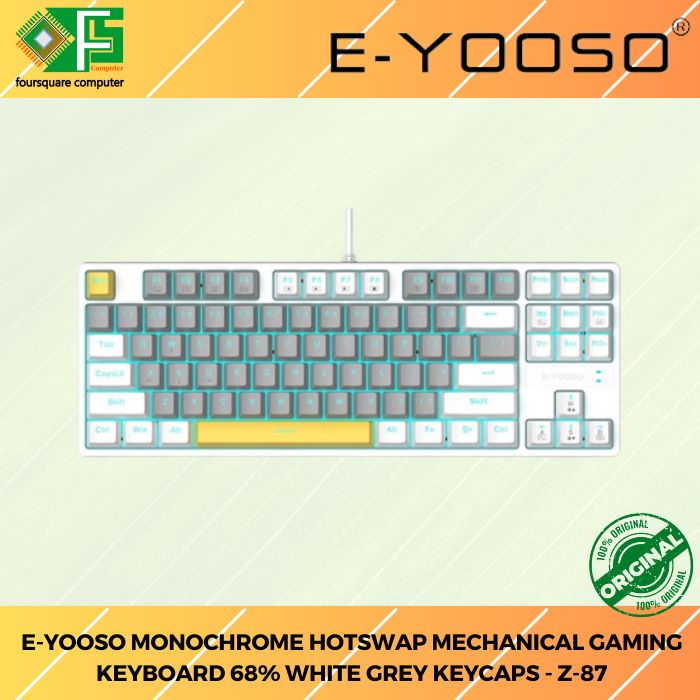 Jual E-YOOSO MONOCHROME HOTSWAP MECHANICAL GAMING KEYBOARD 68% WHITE ...