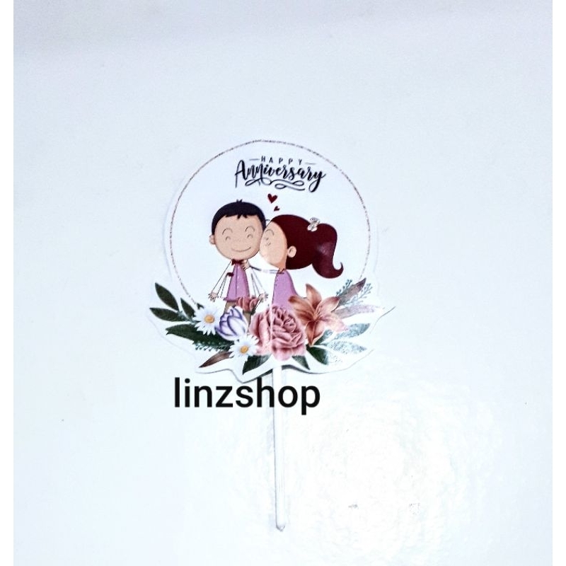 Jual topper happy anniversary / topper happy birthday / topper cake ...