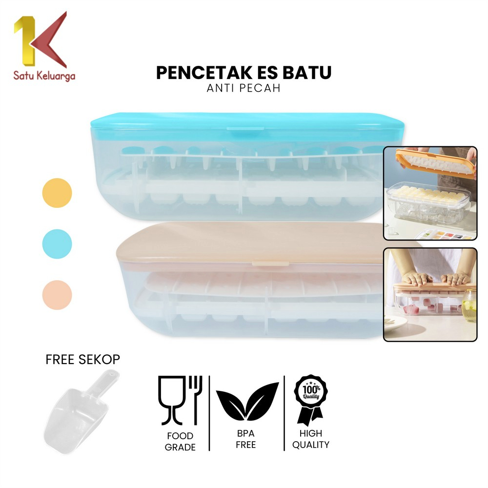 Jual Satu Keluarga Cetakan Es Batu Mode Tekan Press Free Sendok C873 ...