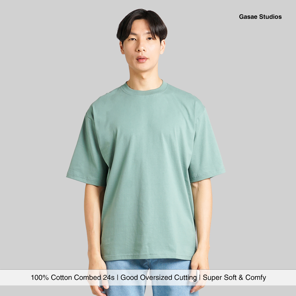 Jual GASAE Oversized T-shirt Mineral Green - Kaos Polos Oversize ...