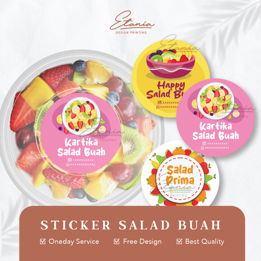 Jual Stiker salad buah / Stiker kemasan salad / Label Makanan / Label ...