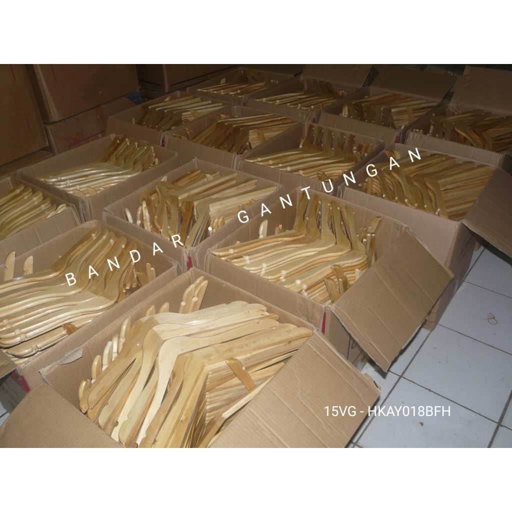 Jual PAKET 50 PCS Hanger Kayu Natural Tanpa Palang Gantungan Baju Kayu ...