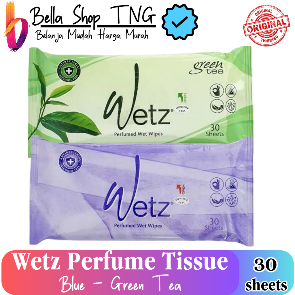 Jual Tisu basah Wetz Green Tea - Blue antibacterial 30 sheets | Shopee ...