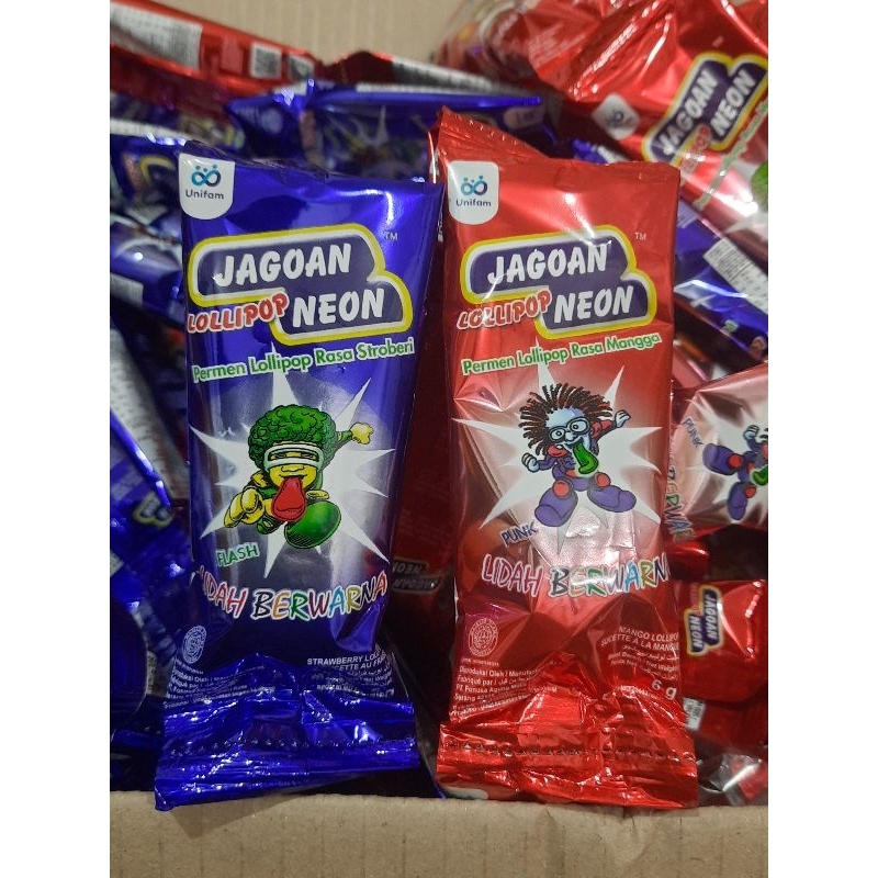 Jual permen jagoan neon lollipop 1 renceng isi 12pcs | Shopee Indonesia