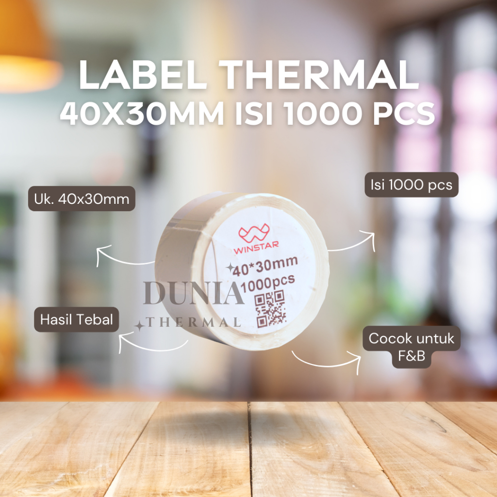 Jual Label Thermal 40x30 mm 1 Line isi 1000 pcs Stiker Barcode 40x30 ...