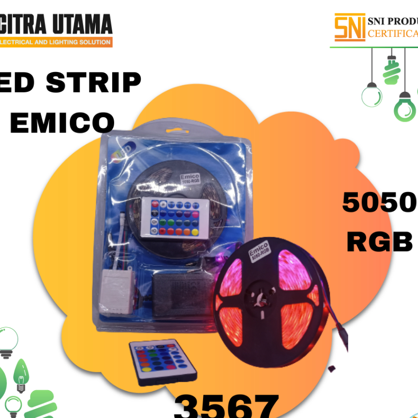 Jual LAMPU LED STRIP 5M PAKAI REMOT RGB + ADAPTOR 220V K3567 | Shopee Indonesia
