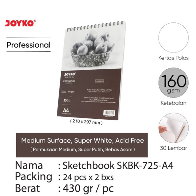 Jual Professional Sketch Book seri 725 / Buku Sketsa ukuran A4 seri ...