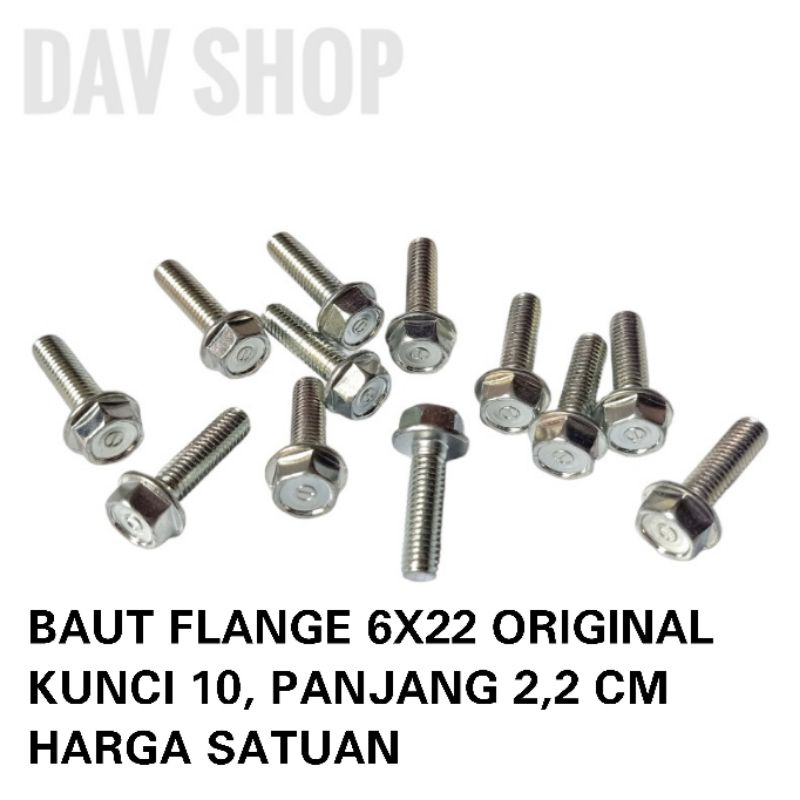Jual BOLT / BAUT FLANGE 6X22 KUNCI 10 PANJANG 2,2 CM ORIGINAL HONDA SATUAN | Shopee Indonesia