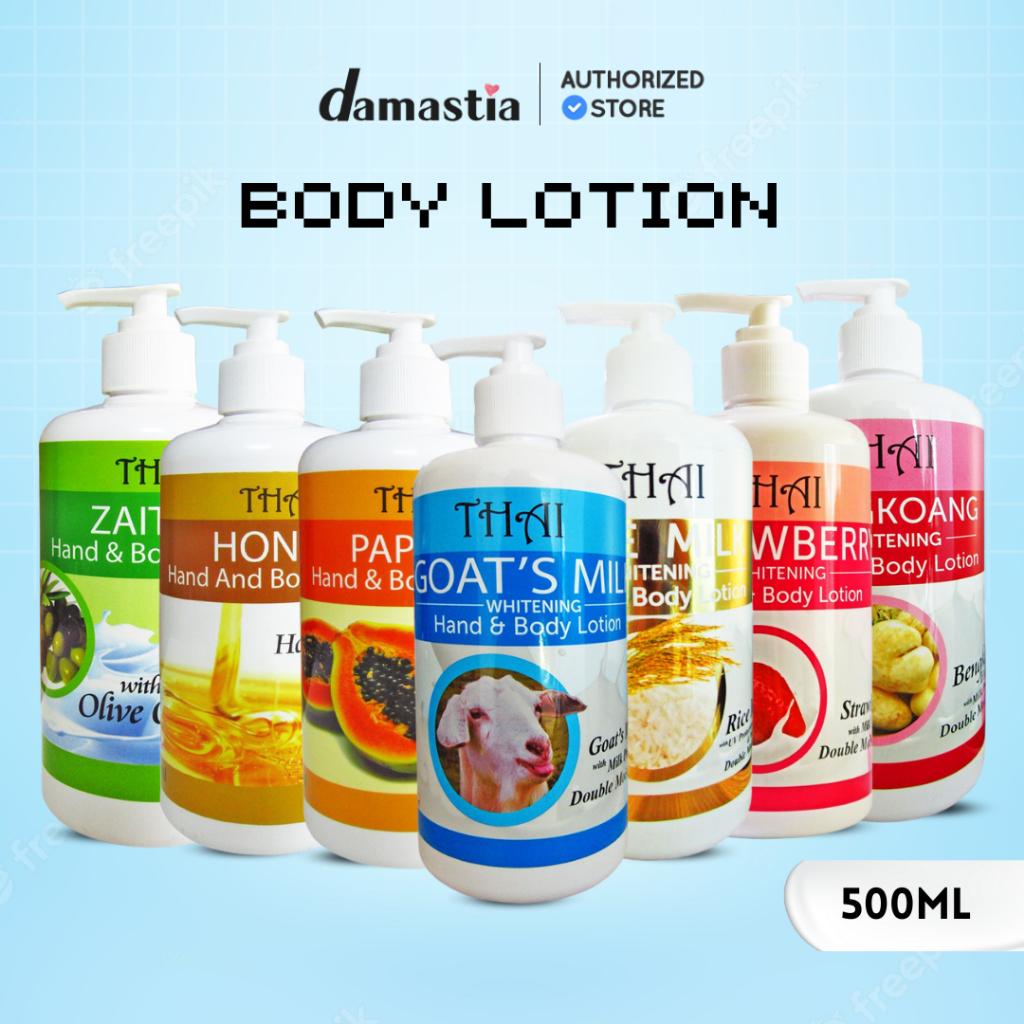 Jual Thai Hand & Body Lotion 500ml - Goats Milk Beras Susu Strawberry ...
