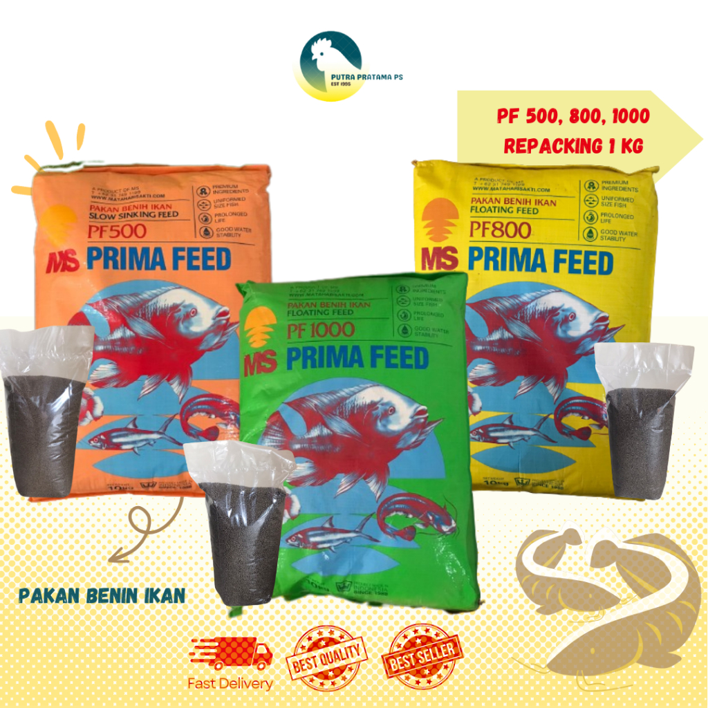 Jual PF 500 PF 800 PF 1000 PRIMA FEED REPACK 1kg Pelet Benih Ikan Lele ...