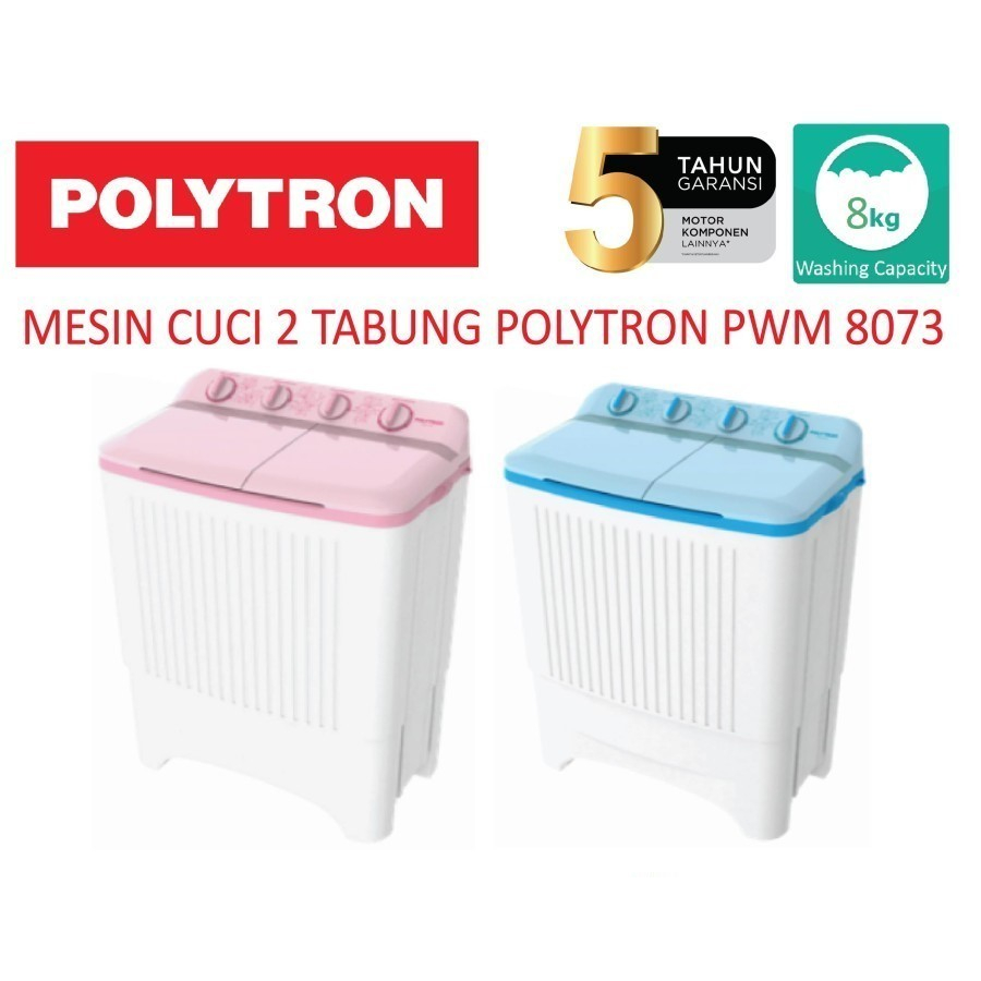 Jual MESIN CUCI POLYTRON 8KG PWM8073 PWM 8073 PWM-8073 MANUAL TWIN TUB ...