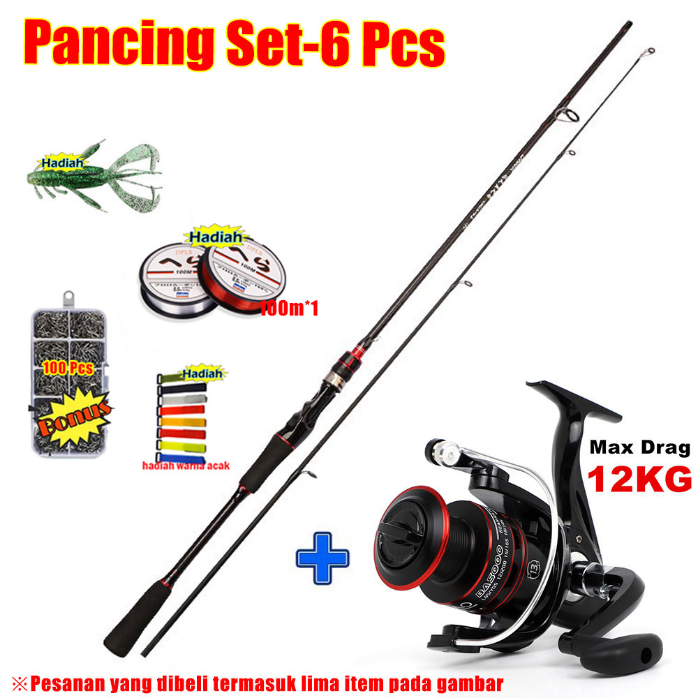 Jual 【# Beli 1 Dapat 6 #】Pancing Set 1.6M/1.8M/2.1M/2.4M Joran Pancing Set Dengan Bahan Serat ...