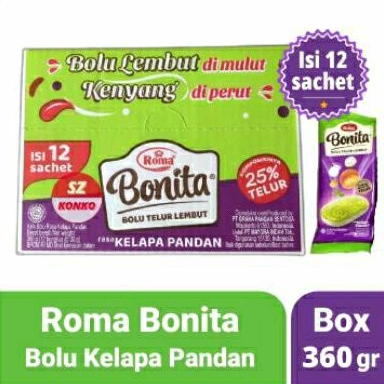 Jual ROMA BONITA BOLU LEMBUT RASA KELAPA PANDAN 30G ISI 12PCS | Shopee ...