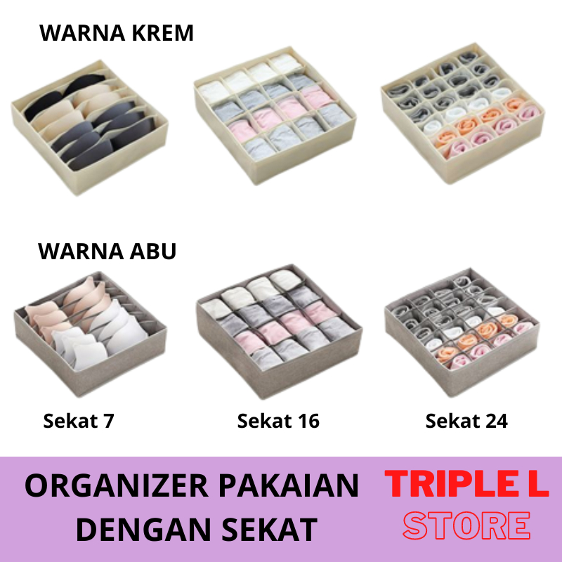 Jual Storage Box Organizer lemari Pakaian Kaos Kaki CD Bra Dengan Sekat | Shopee Indonesia