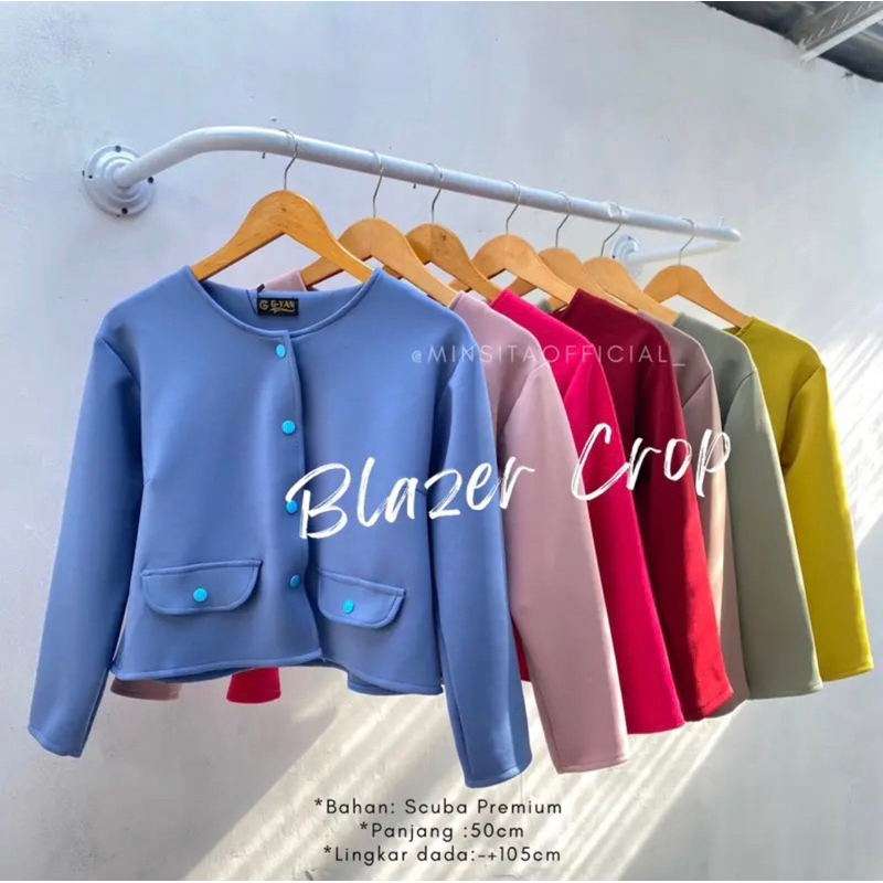 Jual Blazer Crop Scuba Blazer Outer Korean Style Premium Blazer Polos ...