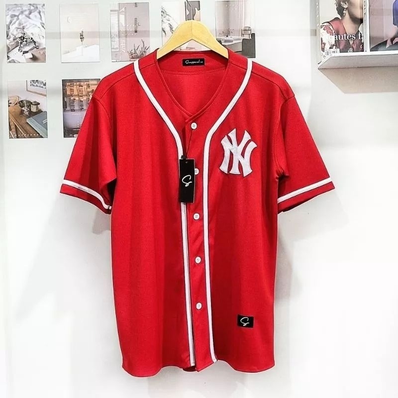 Jual Baju baseball merah list | Kaos baseball premium | baseball Jersey ...