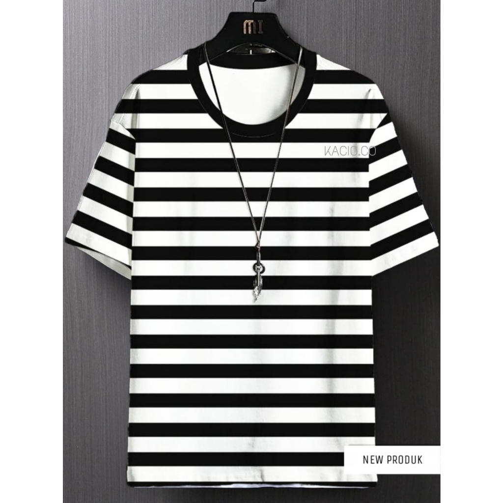 Jual cosela kaos strip salur mini distro pria dewasa cotton simple ...