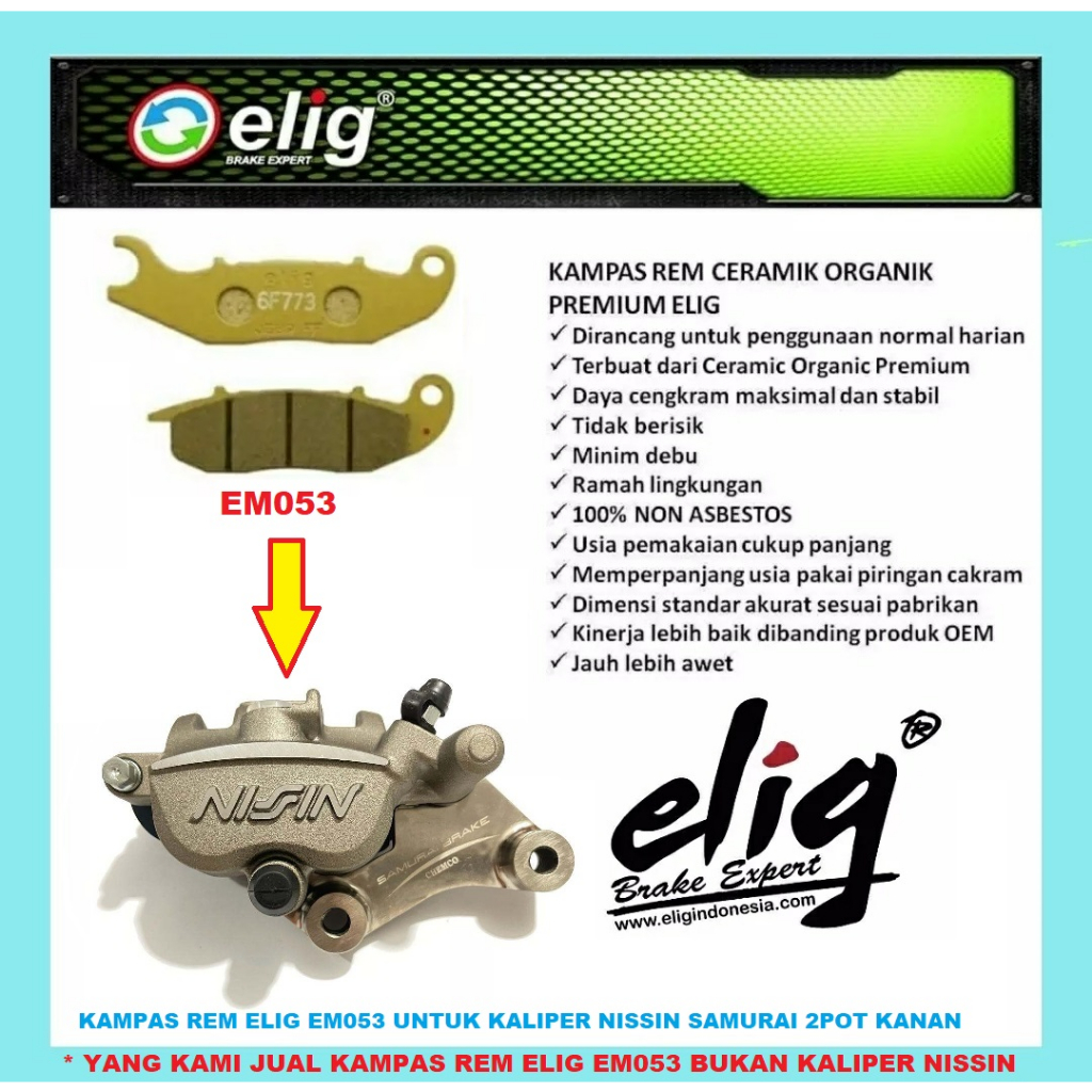 Jual KAMPAS REM ELIG EM053 UNTUK KALIPER NISSIN SAMURAI KANAN 2POT 2P CALIPER ASLI ORI ORIGINAL ...