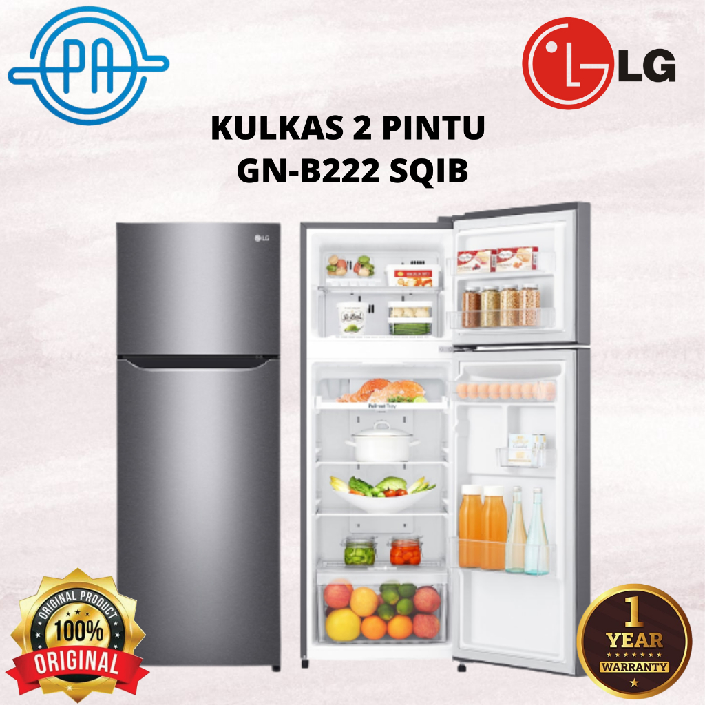 Jual LG Kulkas 2 Pintu 225L GN-B222SQIB Smart Inverter / GN 222SQIB GN-B 222 SQIB GN-B215SQMT ...