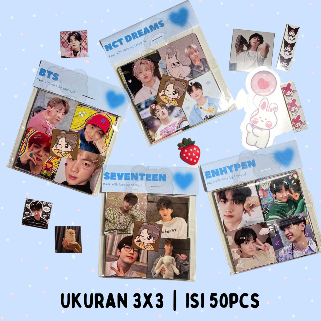Jual 50pcs STICKER KOREA KPOP STIKER LUCU FREEBIES 3x3 BOYBAND EDITION seventeen bts enhypen ...