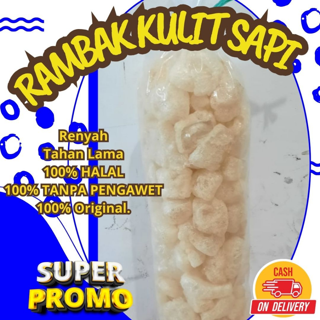 Jual Kerupuk Rambak Kulit Sapi Tebal Kualitas Super Kemasan 1000 gram ...