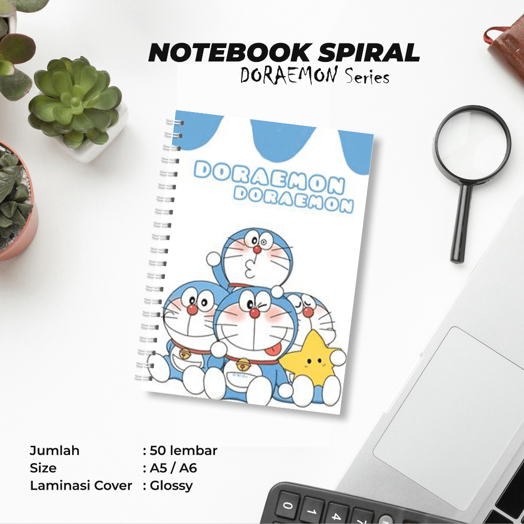 Jual DORAEMON - NOTEBOOK SPIRAL A5 ISI 50 LEMBAR COVER GLOSSY PUTIH ...